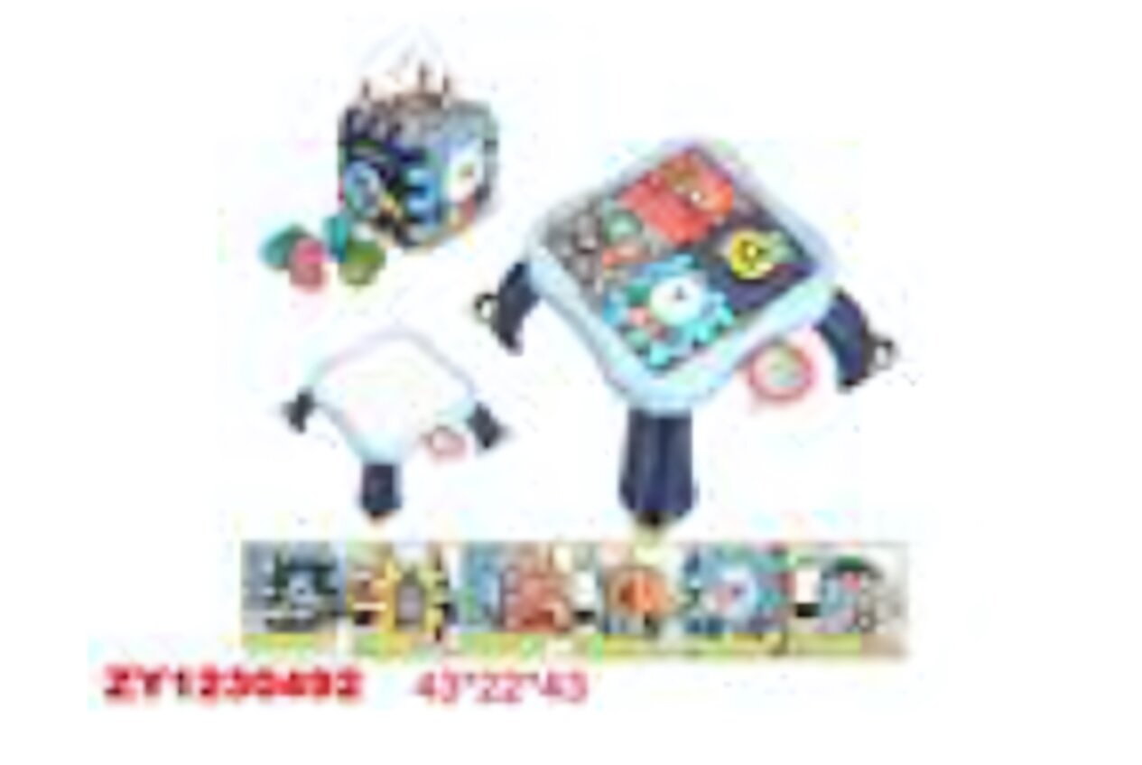 Столик развивающий игровой с бизибордом и сортером 6 в 1, свет и звук, пластик, разноцветный принт, 43х43х22см