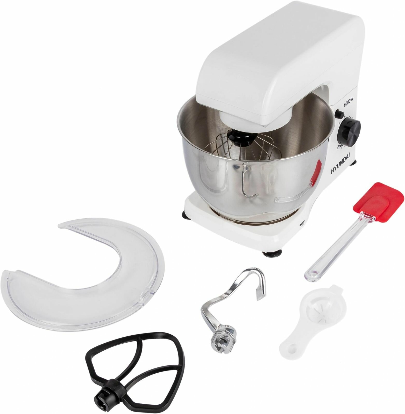 Миксер планетарный HYUNDAI 1000 Вт, цвет белый черный, 140 об/мин, объем чаши 4.5 л (HYM-S4451)