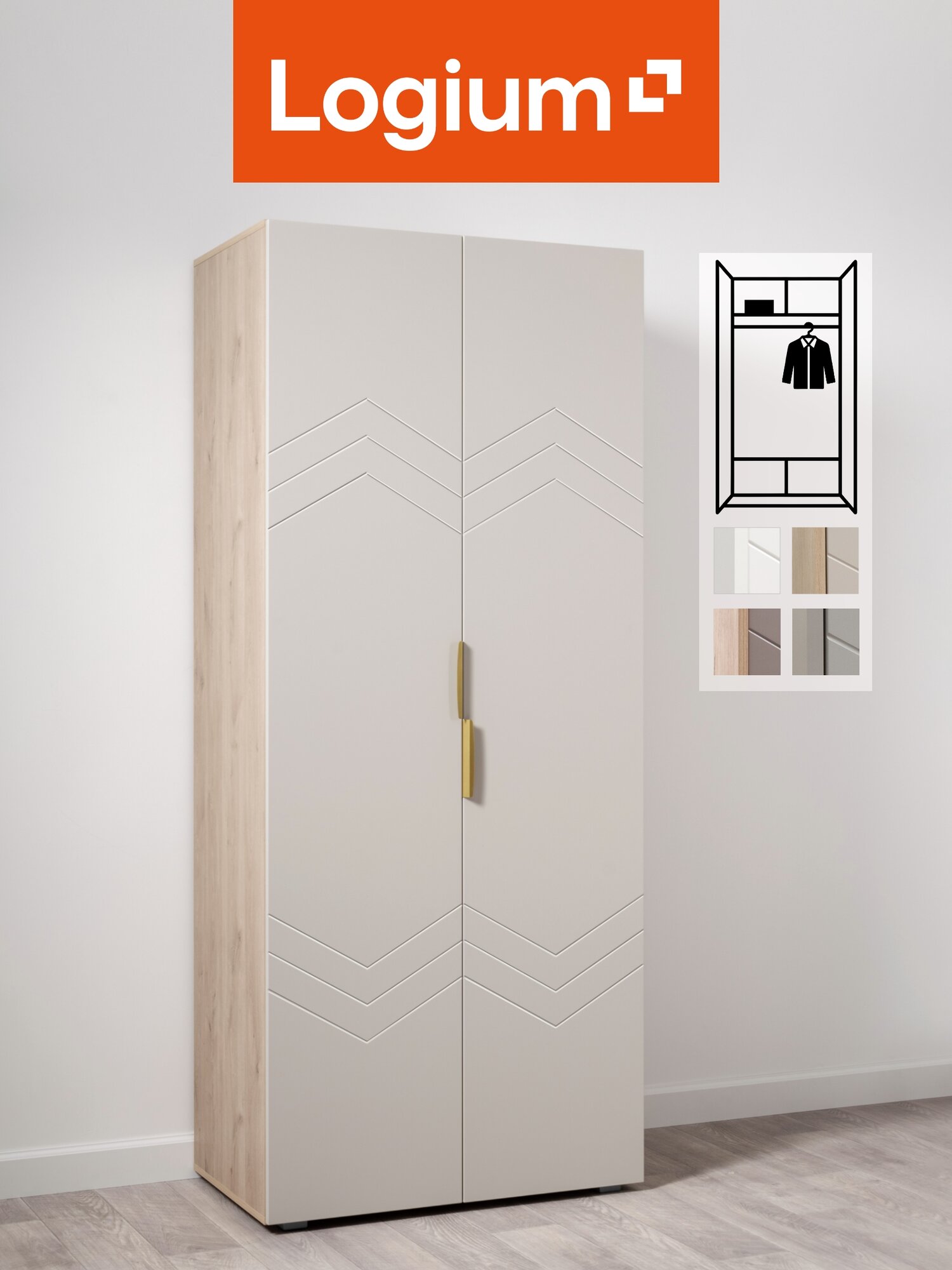 Шкаф распашной Венеция 16.318.02 Дуб белый exclusive, Моно керамика