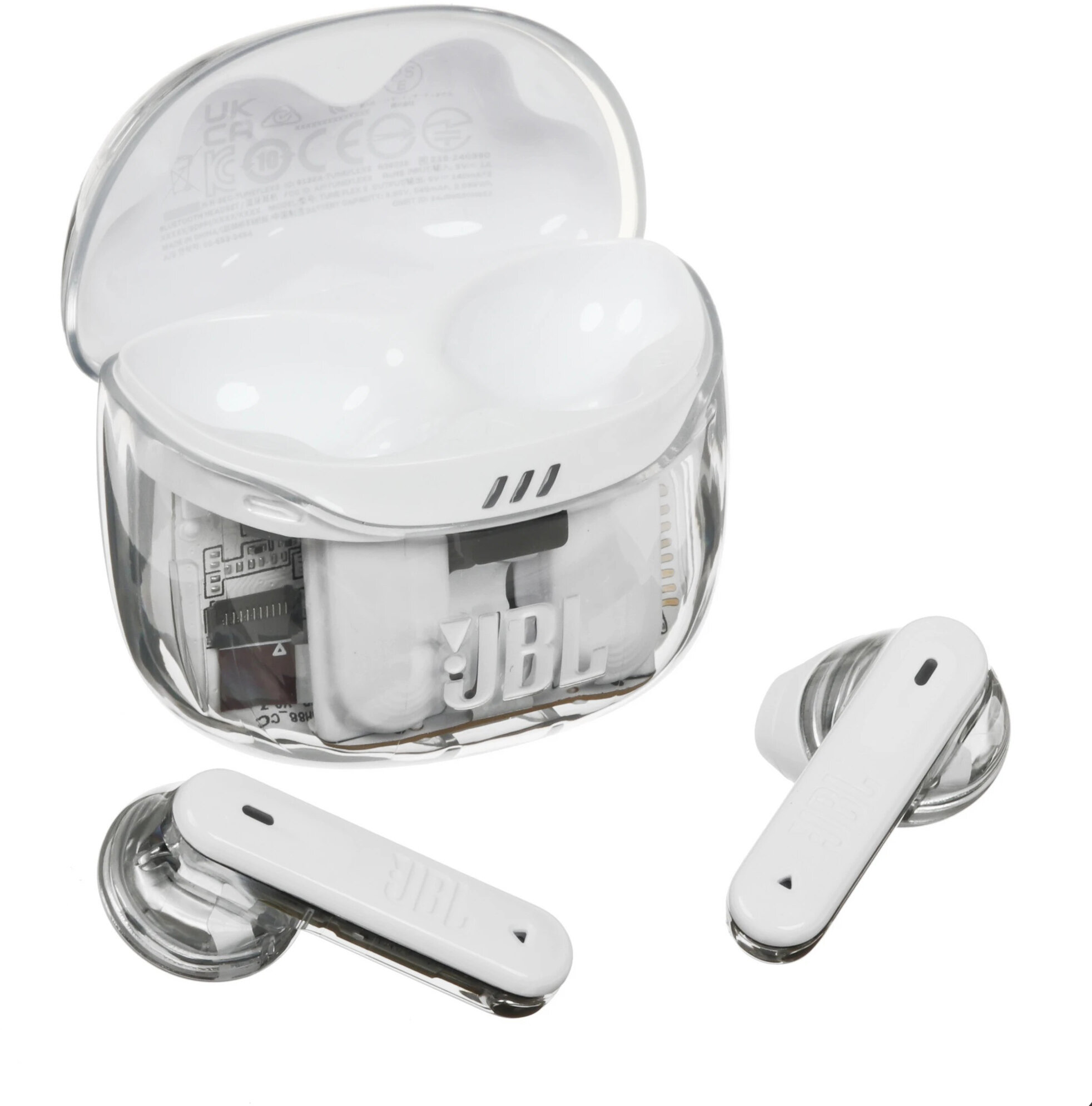 Наушники JBL Tune Flex Ghost, Bluetooth, внутриканальные, белый [JBLTFLEXGWHT], True Wireless,