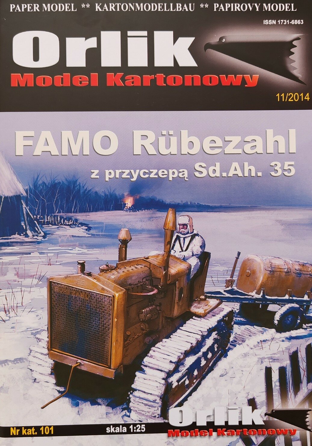 Сборная бумажная модель Трактор FAMO Rubezahl с прицепом - Orlik №101 (журнал+лаз. резка)