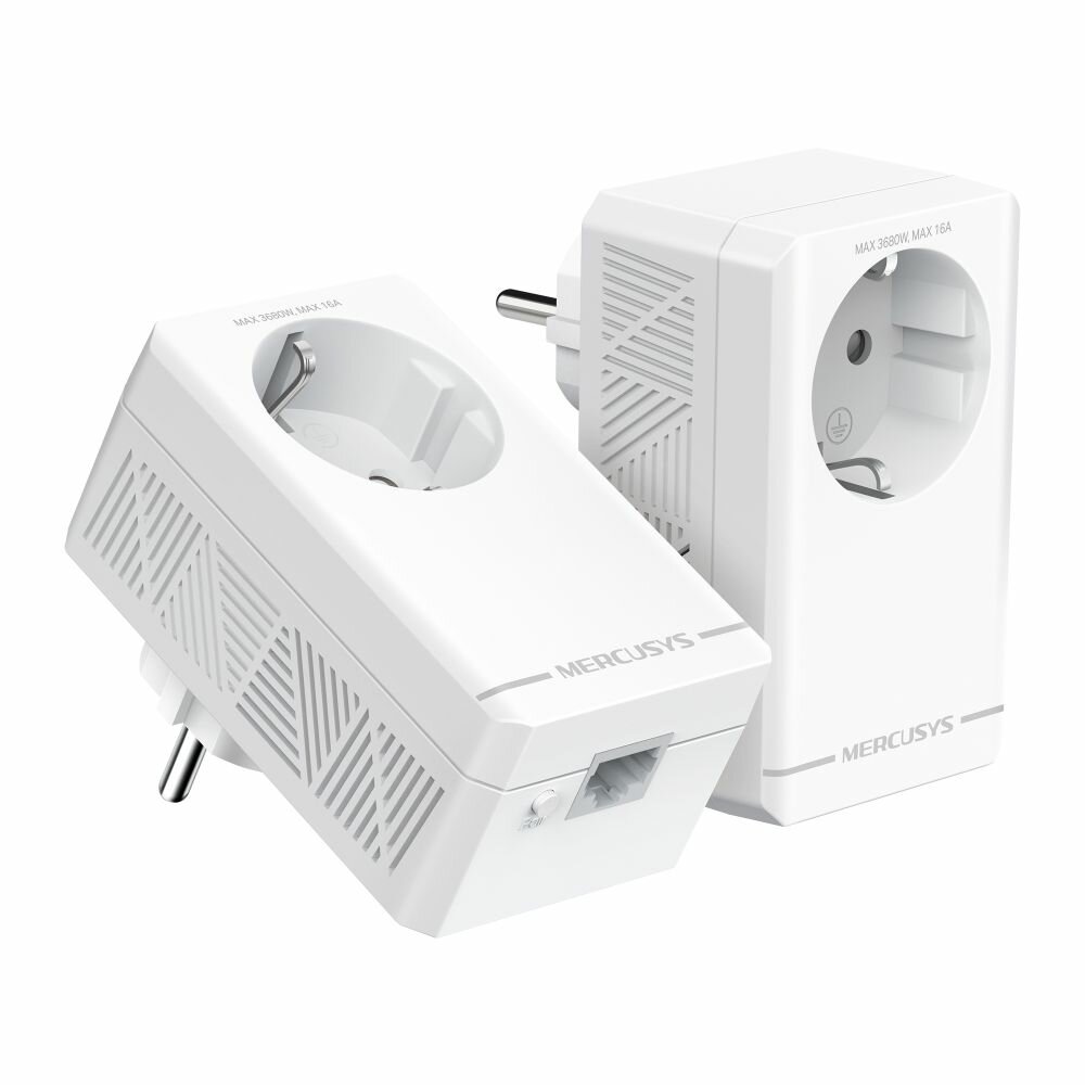 Комплект адаптеров Powerline Mercusys MP500P KIT AV1000, с розеткой, до 300м