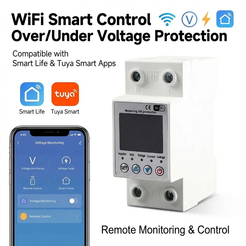 Smart life Реле защиты от перенапряжения 63A 220V