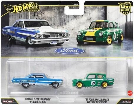 Игрушечный транспорт Hot Wheels Premium Culture - Набор из 2 машин - Custom 64 Galaxie 500/ 67 Ford Anglia , 1:64 - JHW50