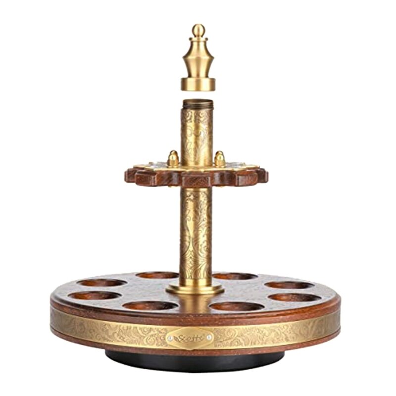 Деревянная подставка для труб с 8 Трубами, вращающимися на 360 градусов, обеспечивает легкий доступ и надежное хранение декораций домашнего стола