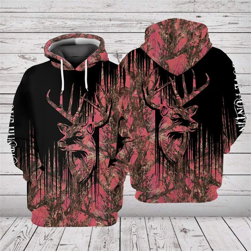 Мужская толстовка с капюшоном 3D олень, цвет Hoodie-FYA6962, L