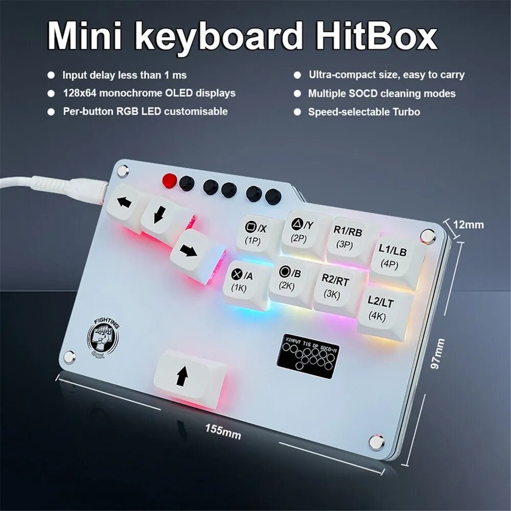 Fighting Box LED клавиатура-геймпад на базе RP2040 многоплатформенная совместимость, низкая задержка, механические переключатели — фото 1
