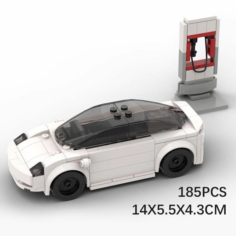 MOC white Tesla Model 3 set спортивный автомобиль, пластиковая конструкция, из которой можно собрать модель, сборная модель детского игрушечного блока