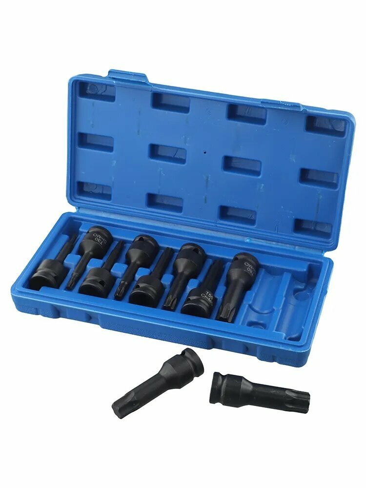 10 шт. 1/2-дюймовый ударный гаечный ключ Torx Star, наборы торцевых головок T20-T80, набор металлических ручных инструментов для квадратного гаечного ключа