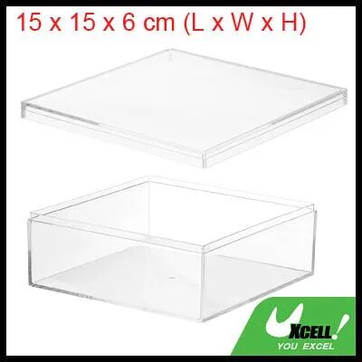 Uxcell Ящик для игрушек длина 15 см, ширина 15 см, высота 6 см 1 шт, акрилик, прозрачный