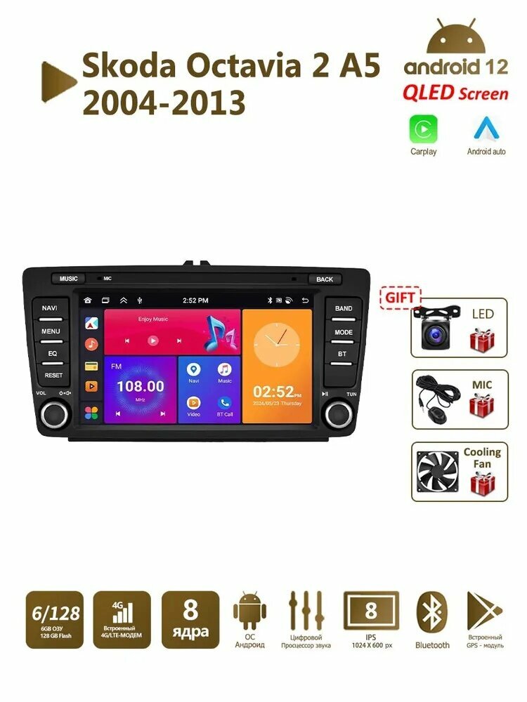 Icreative Устройство головное, диагональ: 8", 2 DIN, 6ГБ/128ГБ