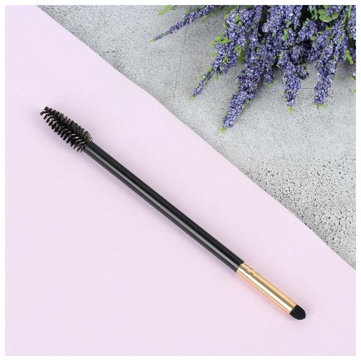 Аппликатор-щёточка для макияжа, двусторонняя, 15,3 см, цвет чёрный