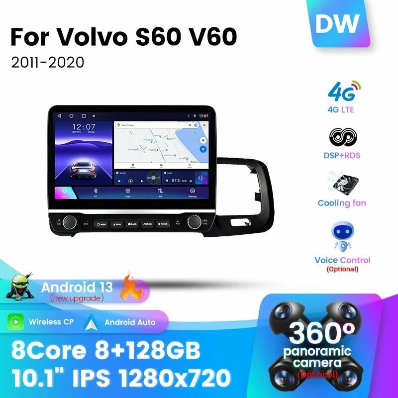 Speed SNAVI Для Volvo S60 V60 2011-2020 Год 4+64GB Автомагнитола С 10.1 Дюймов Экран Carplay 2 Din Магнитола