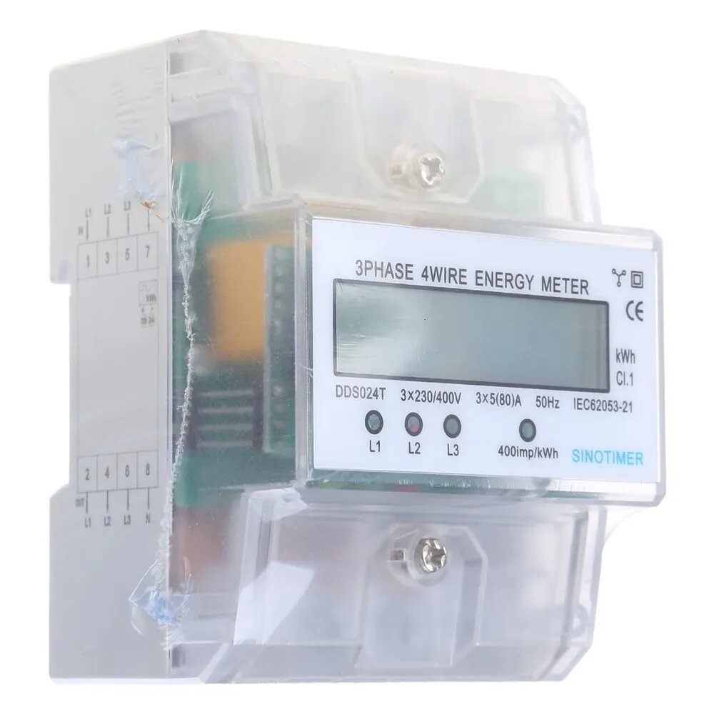 Трехфазный счетчик электроэнергии 380В DDS024T 3x5(80)A 50Hz IEC62053-21