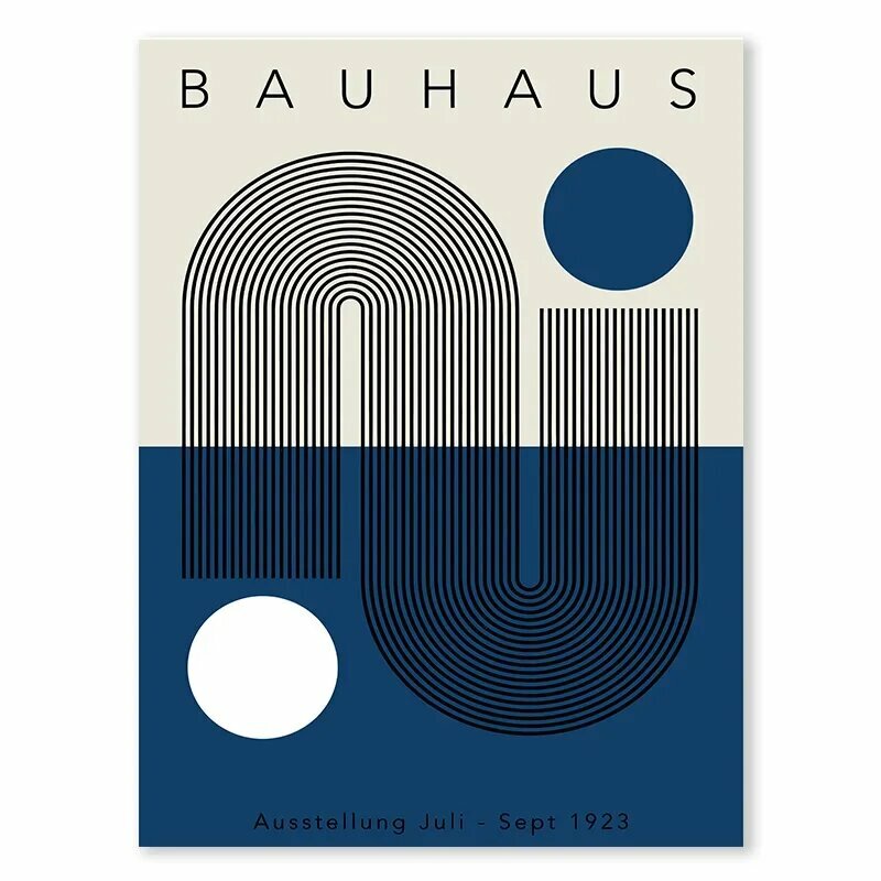 Абстрактная картина Bauhaus, 30x40 см, темно-синий, 02, без рамы