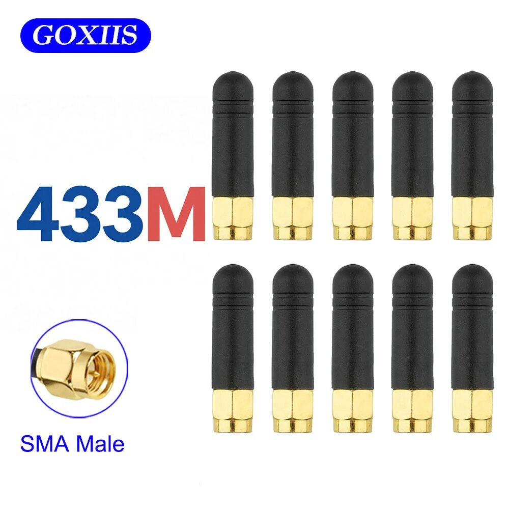 10 шт, антенна 433 МГц, 3dBi, разъем SMA, направленная антенна 433 МГц, водонепроницаемая антенна 433M для передачи данных в умном доме