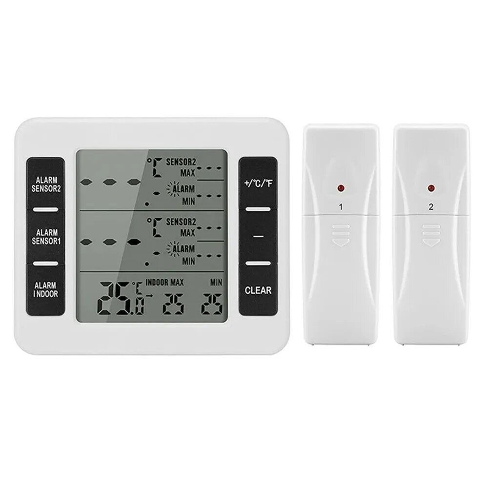 1 комплект беспроводной морозильный термометр 2 удаленных датчика сигнализация низкая температура холодильник часы