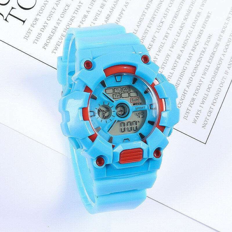 Водонепроницаемые спортивные часы цифровые ночное свечение для детей тинейджеров подарок голубой