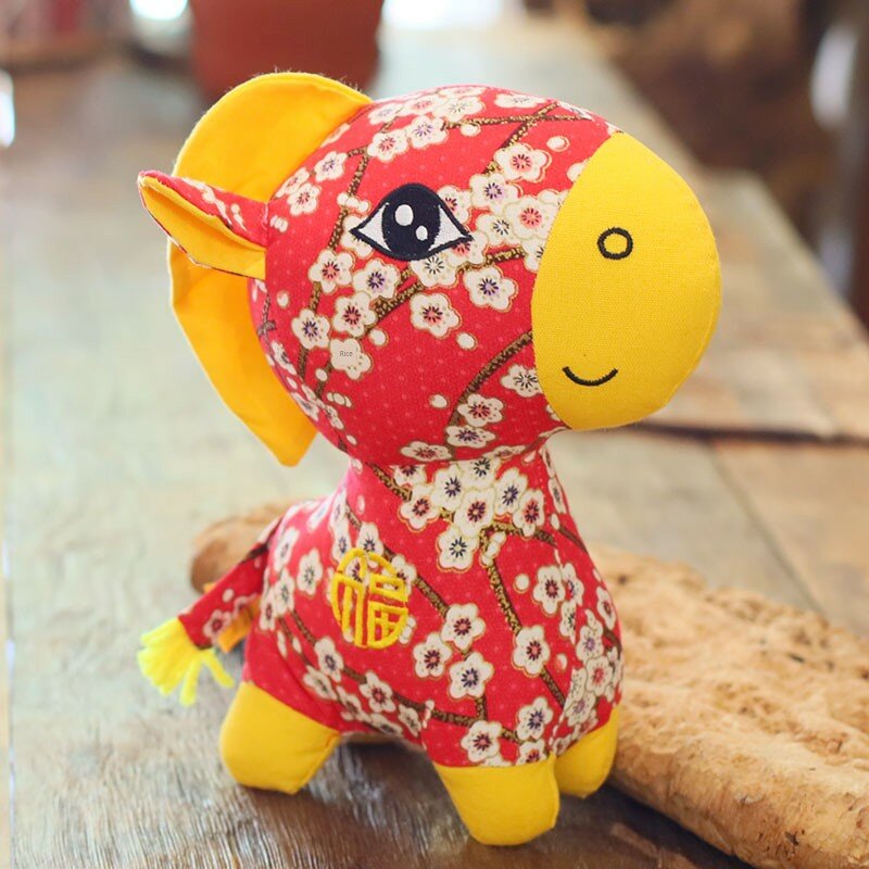 Красная цветочная игрушка с цветами сливы, подарок к Китайскому Новому Году, мягкая тканевая игрушка, 16 см