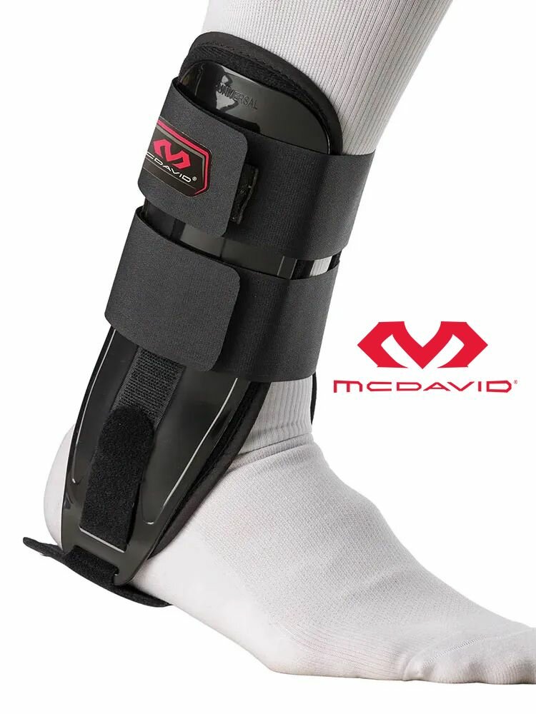 Бандаж McDavid Ankle Splint, голеностопный, полужесткий, анатомический, черный