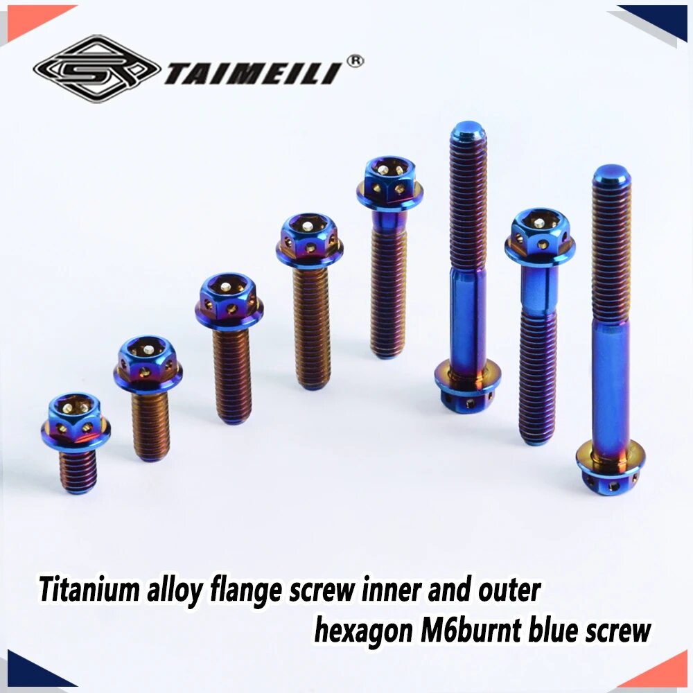 TAIMEILI Титановые болты М6/10/15/20/25/30/35/45/50/60 мм синего цвета 6X15mm