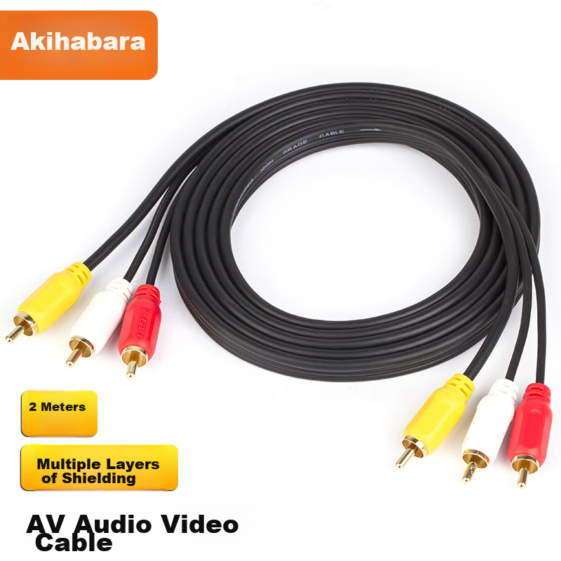 Кабель AV 2 метра с разъемами RCA красный белый желтый Длина：2 метраКонфигурация разъемов：Красный белый желтый