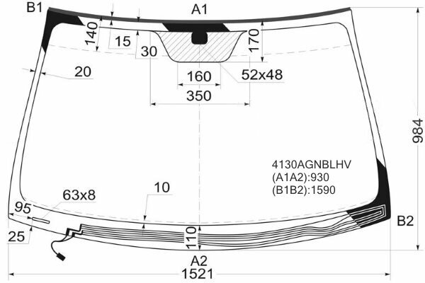 Стекло AGC 6962227 HYUNDAI NF (SONATA VI) 4Д СЕД L