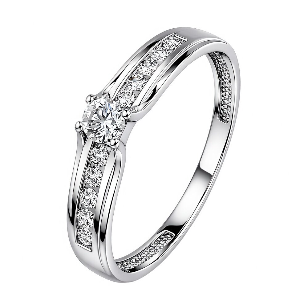 Кольцо, белое золото, 585 проба, родирование, бриллиант