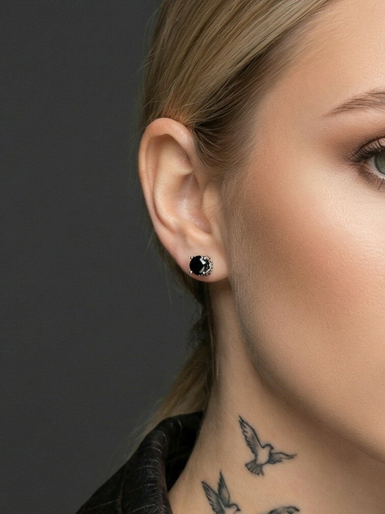 Серьги пусеты, фианит