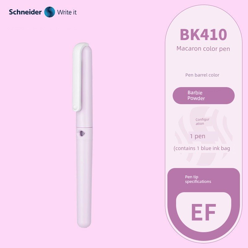 Schneider BK410 Макаронный розовый барби EF тонкий кончик перьевая ручка с кейсом и заменяемым кончиком
