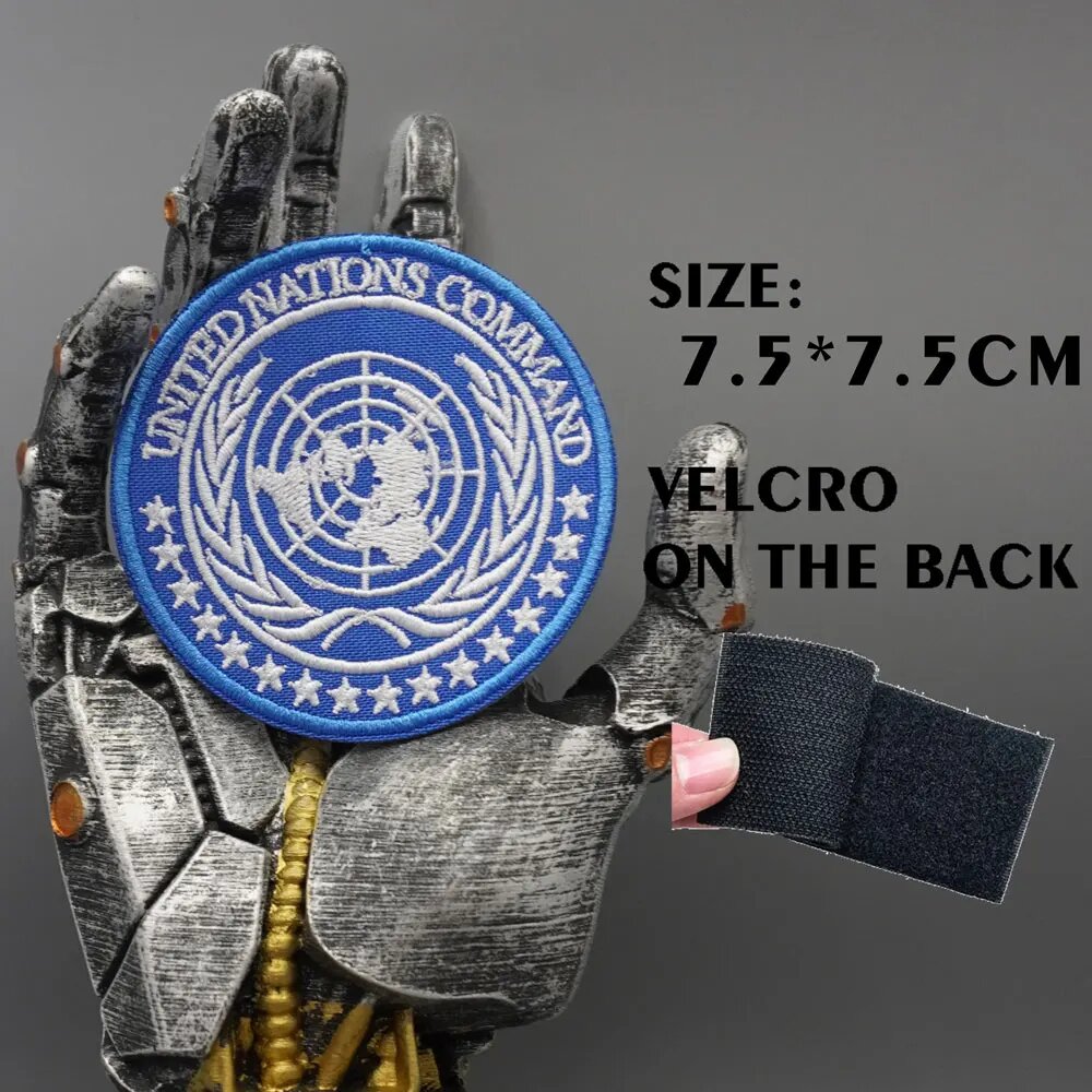 Тактические нашивки для вышивания United Nations, изысканные и качественные, используемые для одежды, задняя часть с крючками или утюгом.