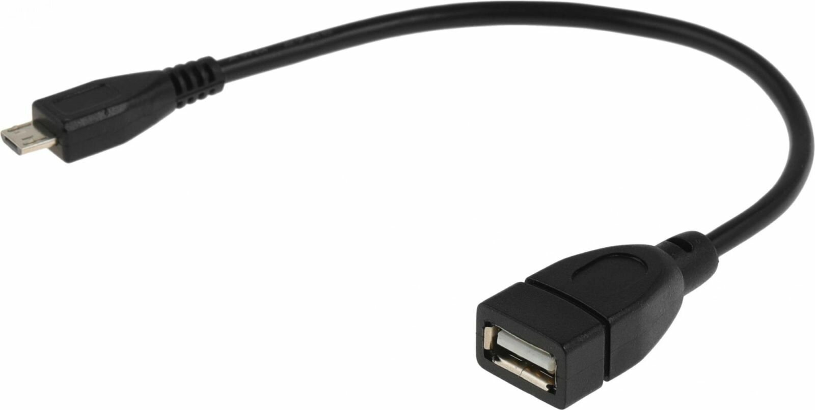 Кабель сетевой КНР Длина 0.2 м, цвет черный, разъемы USB female и micro USB male