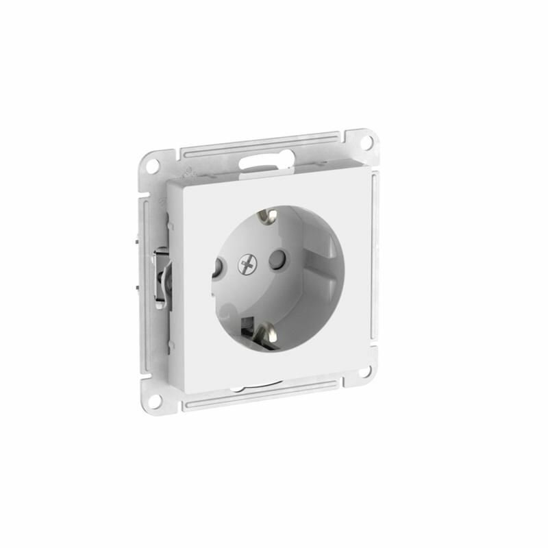 Розетка Systeme Electric 16А, с заземлением, защитные шторки, быстрозажимные клеммы, механизм белый