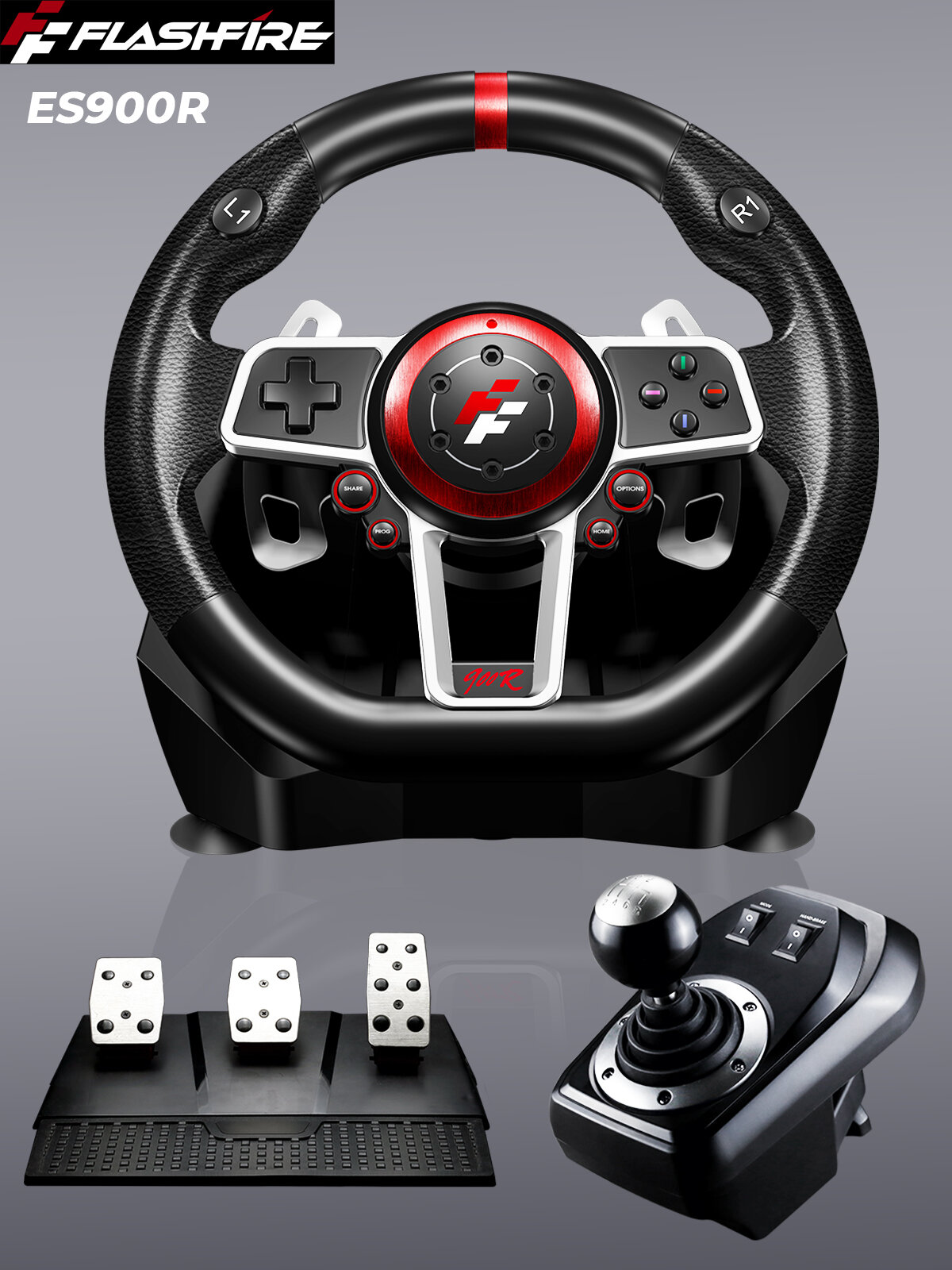 Игровой комплект руль + КПП + педали FLASHFIRE ES900R, для PS4/PS3, XBOX One, XBOX XSX/XSS, Nintendo Switch, ПК
