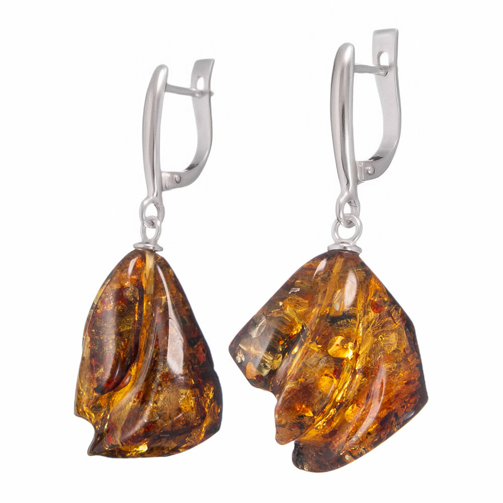 Серьги Amberprofi, серебро, 925 проба, янтарь