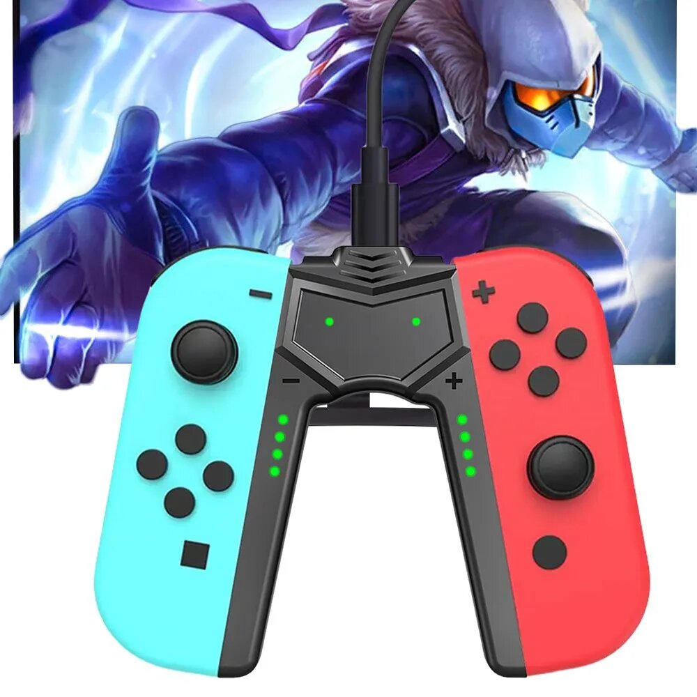 Зарядная ручка для Joy-Con Nintendo Switch OLED с индикатором и защитой от перезаряда
