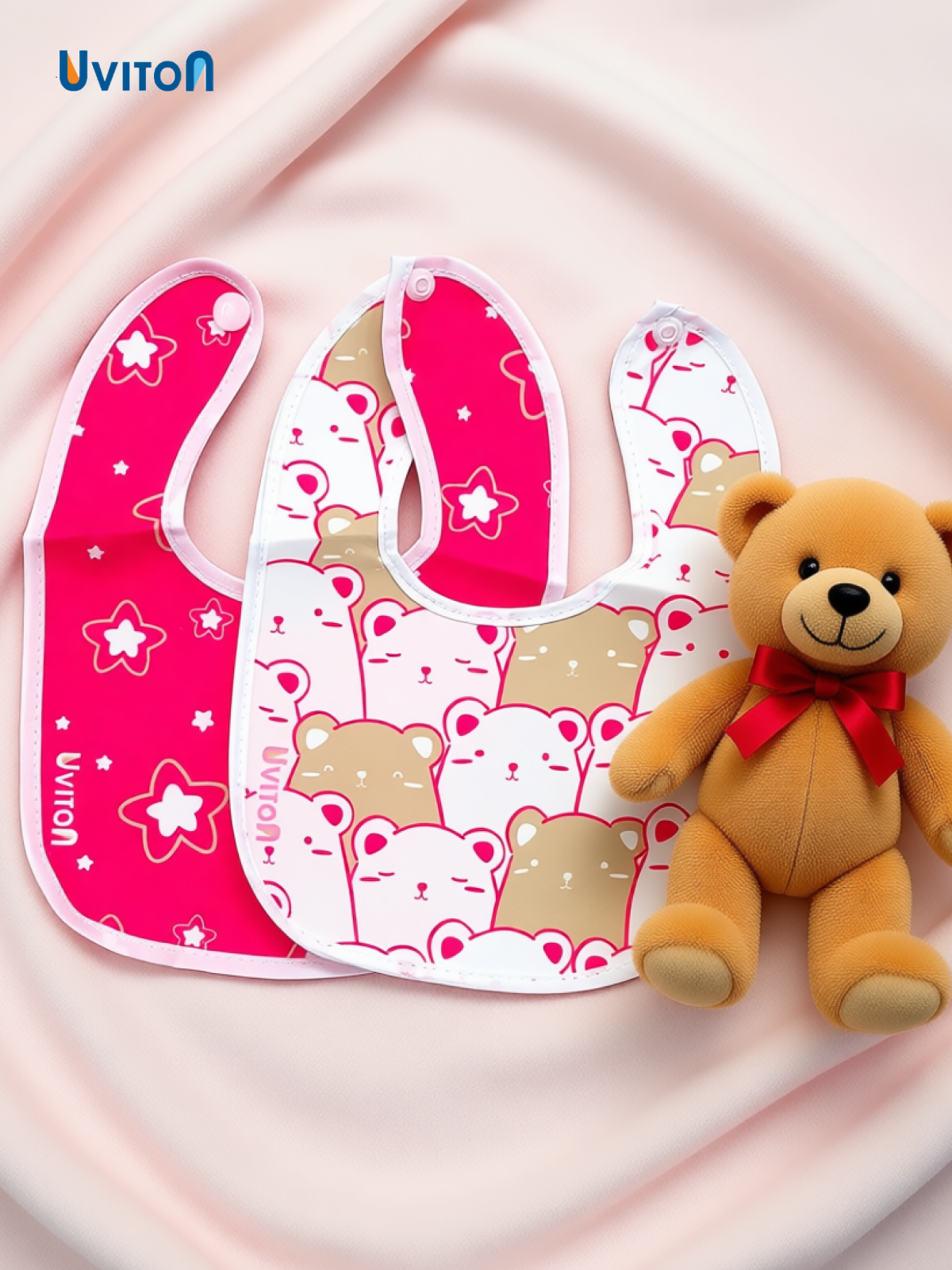 Нагрудник для кормления непромокаемый/Слюнявчик на кнопке 2 шт/6 мес+.