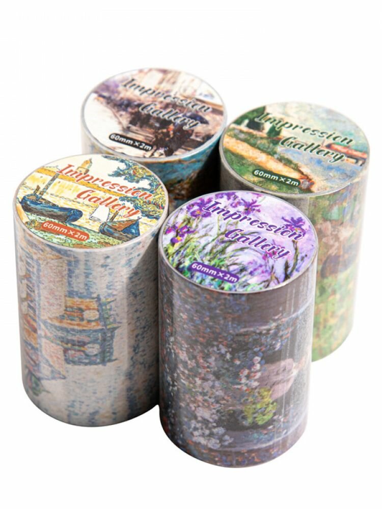 Клейкая лента декоративная, mr. paper,4 тома/комплект, винтажный стиль, тема масляной живописи, бумага с клейкой основой, подходит для украшения скрапбуков, блокнотов, чехлов для телефонов