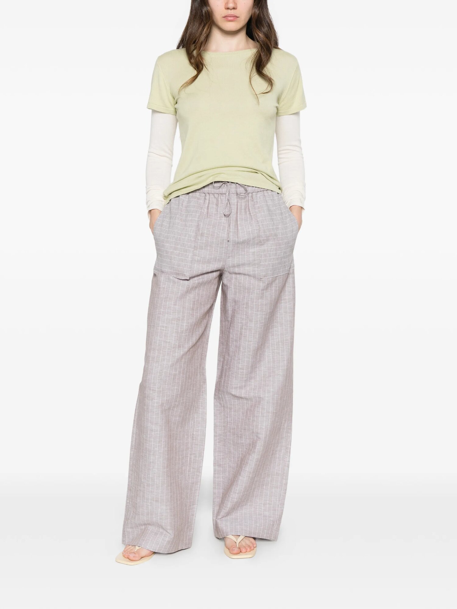 Брюки палаццо Max Mara Drawstring striped palazzo pants, размер 46, разноцветный — фото 1