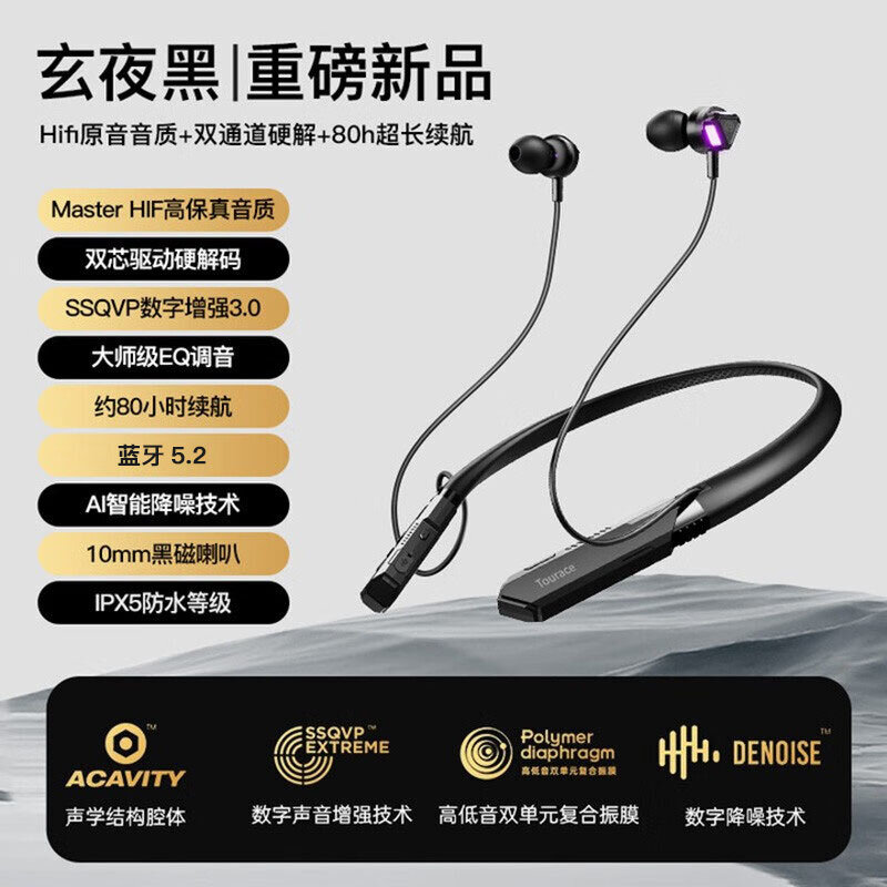 Наушники беспроводные WEKOME VC02 спортивные игровые с объёмным звуком black