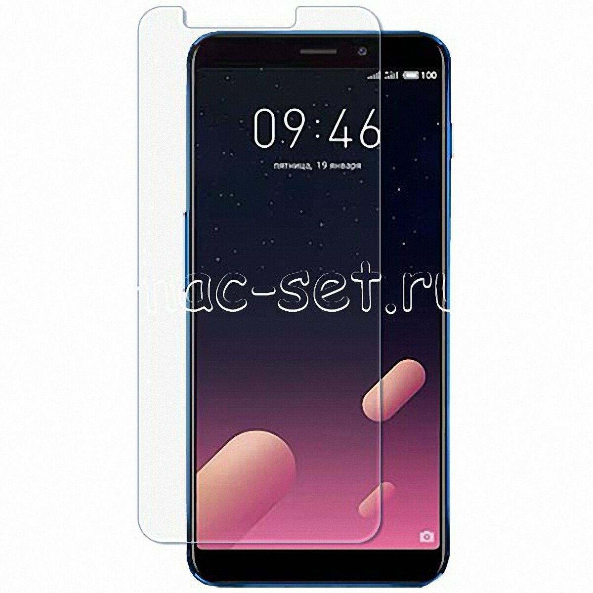 Защитное стекло для Meizu M6s прозрачное на плоскую часть экрана