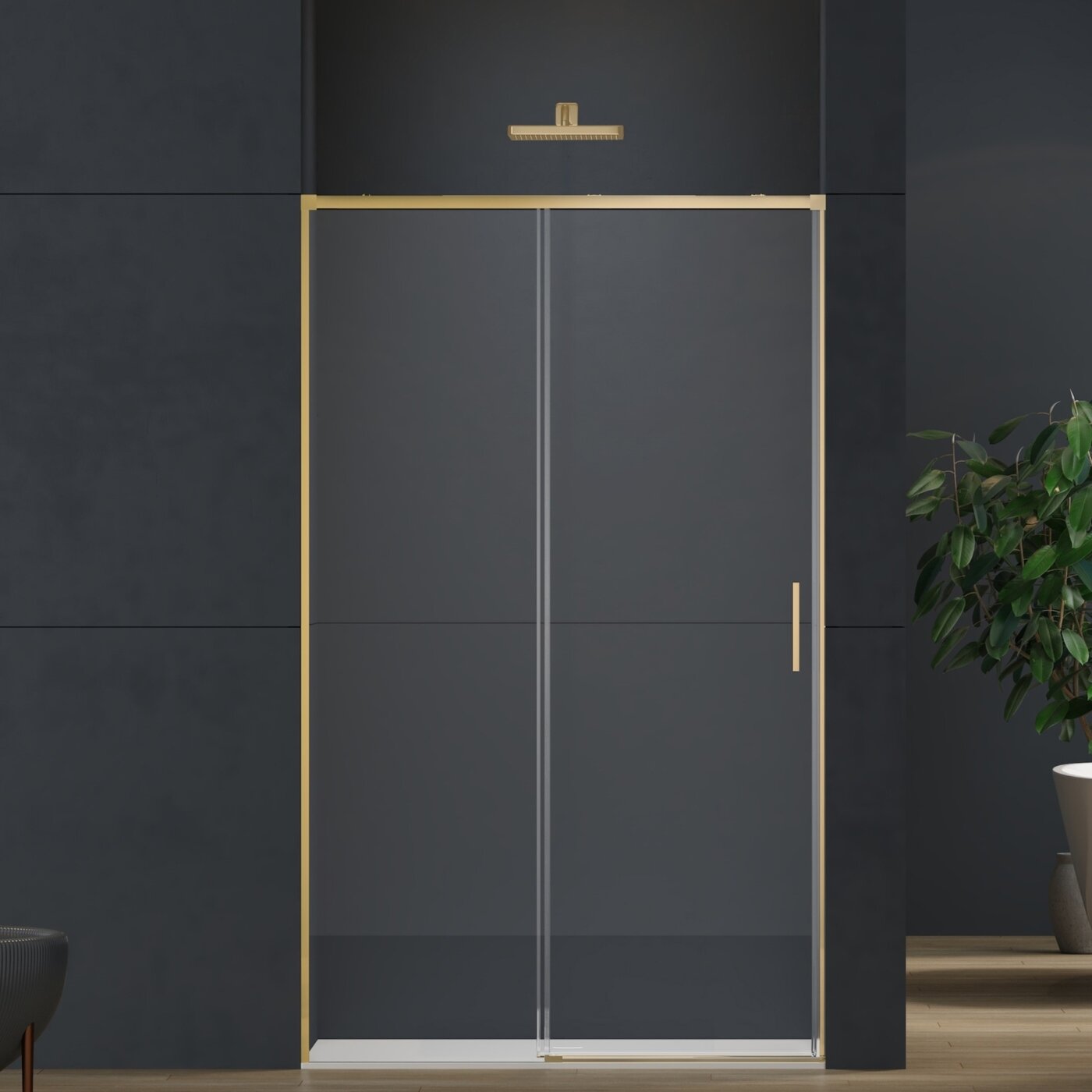 Душевая дверь Vincea Soft 2 200х130 VDS-3SO2130CLG брашированное золото