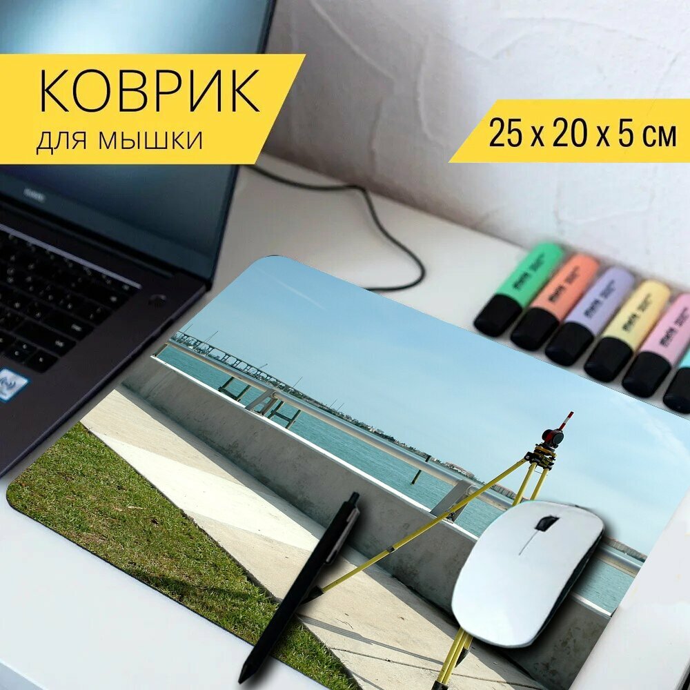 Коврик для мыши с принтом "Геодезия, оборудование, измерение" 25x20см.