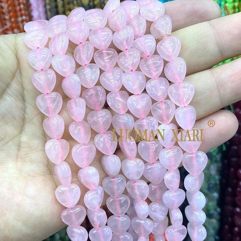 Бусины из яшмы LUOMAN XIARI сердце 10 мм Розовый, 10mm 16-18pcs, rose quartz
