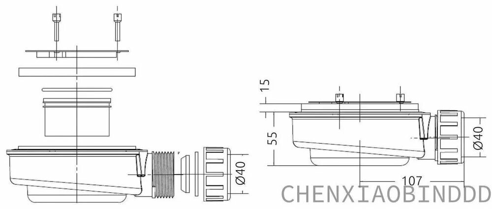 Сифон для душевых поддонов Ideal Stone Белый Гидрозатвор Пластиковый Сливной
