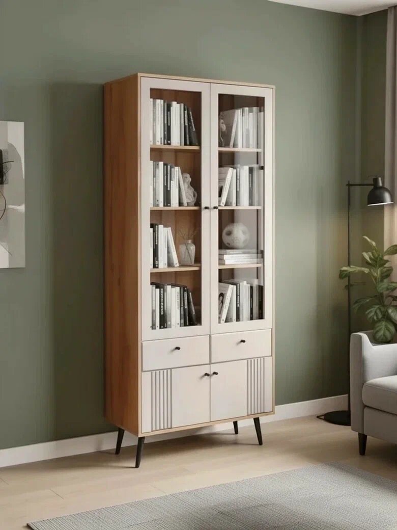 Шкаф-витрина Кураж Вега Саксония, 2 дверцы, ЛДСП, МДФ, белый