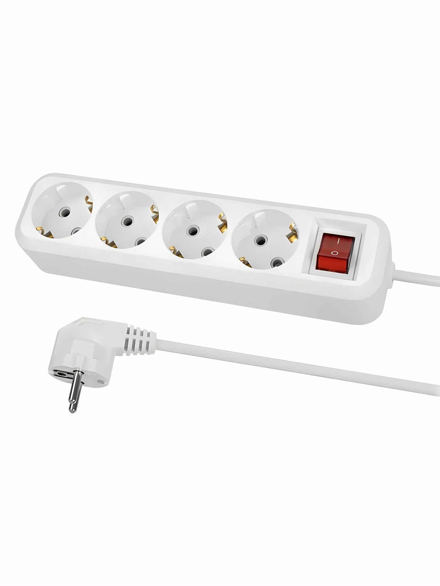 Удлинитель бытовой TDM Electric Народный 4 гнезда 3 метра с заземлением и выключателем белый 10А 2300Вт SQ1303-11