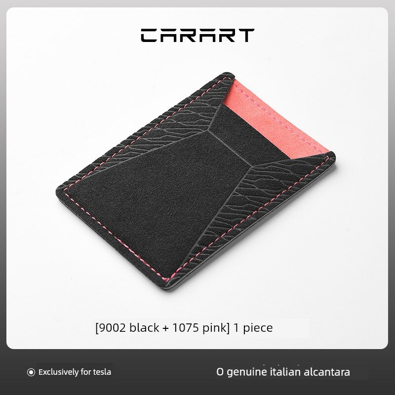 Защитный чехол для ключа Tesla Model Y/3 с тканью Alcantara - черный и розовый, премиальный полный покрытие, декор для