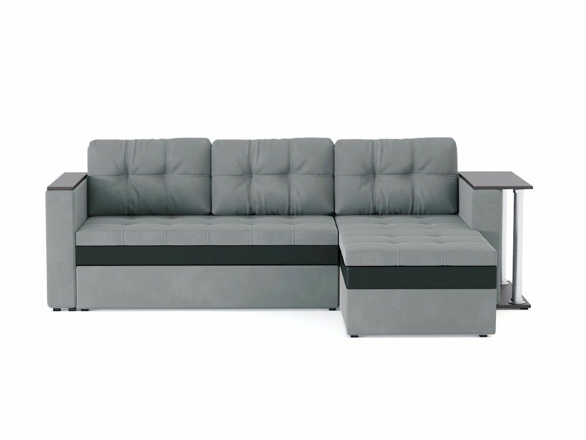 Диван угловой раскладной Атланта Эконом дельфин, велюр Зара Маус 12, столик, правый угол