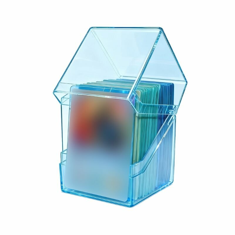 (1 шт) Прозрачный акриловый бокс для карт (картхолдер) - прозрачно-синий